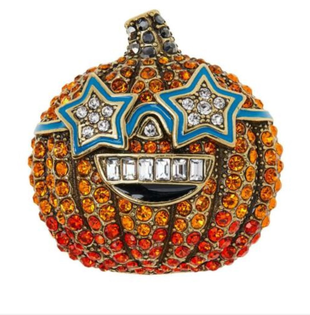 Heidi Daus Glamkins Pumpkin Crystal Accented Pin Brooch Etsy
