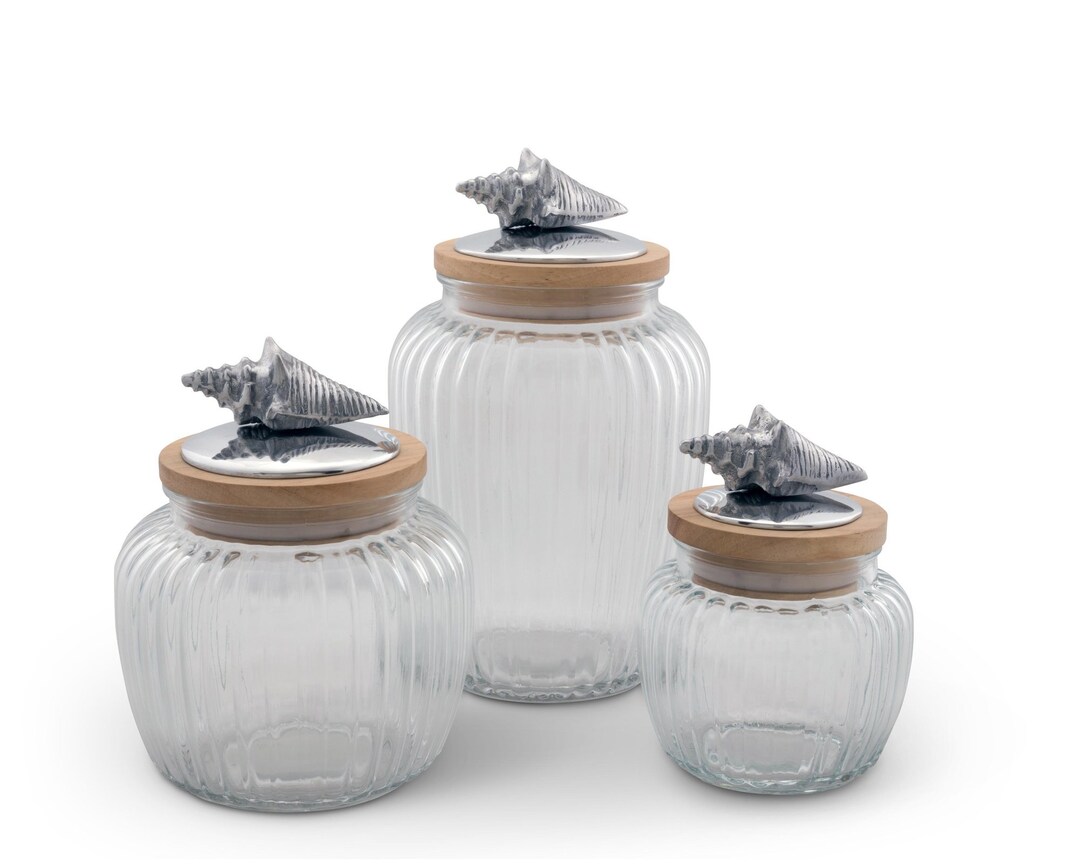 ARTHUR COURT Shell Glass Canister Set of 3 Style Your Kitchen to ...