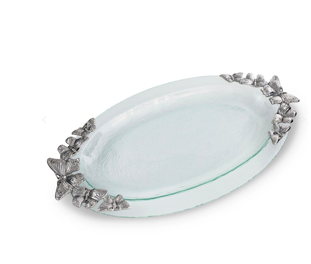 Arthur Court Butterfly Oval Glass Tray Platter Original Box - Etsy