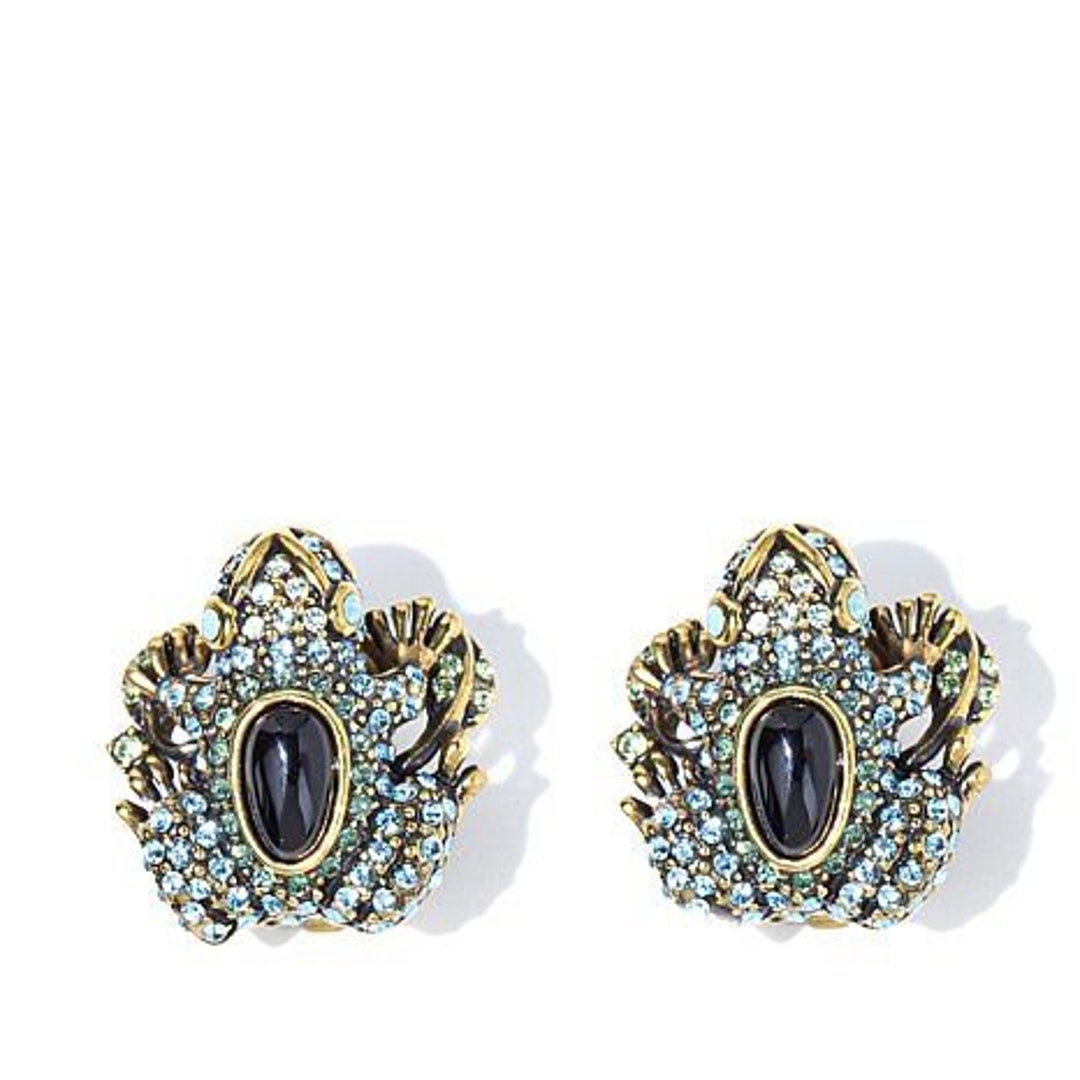 Heidi Daus Leaping Frog Crystal Accented Clip on Earrings Swarovski - Etsy
