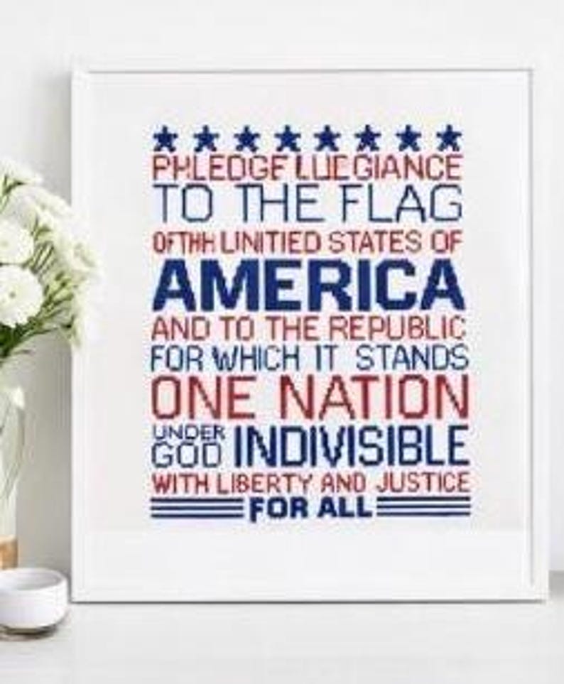 Pledge Allegiance Cross Stitch Pattern - Patriotic Americana Sampler ...