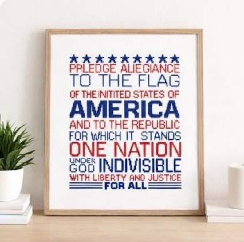 Pledge Allegiance Cross Stitch Pattern – Patriotic Americana Sampler ...