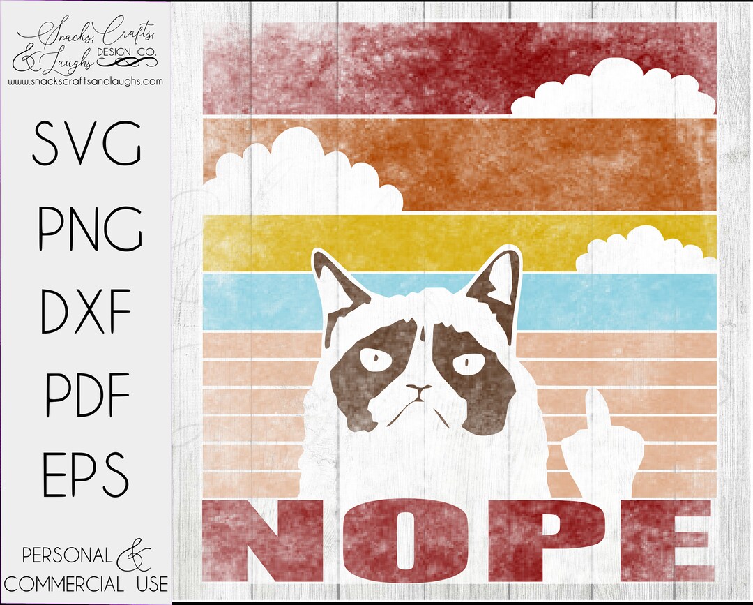 Nope SVG Semi-transparent Grumpy Cat SVG Vintage SVG - Etsy Canada