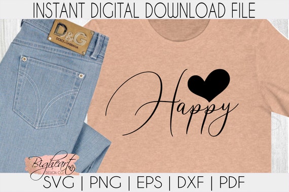 Happy SVG Happy Heart SVG Be Happy SVG | Etsy