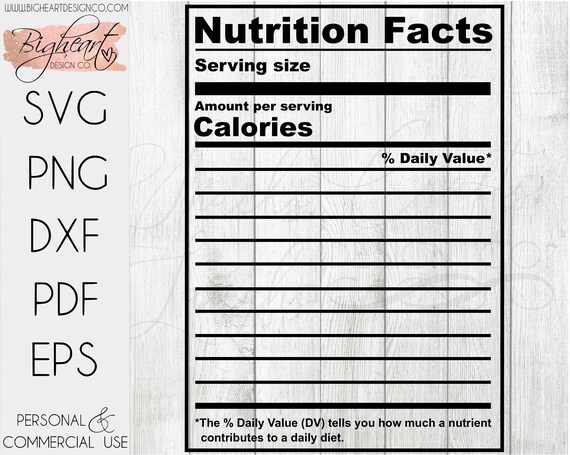 DIY Nutritional Facts SVG Nutritional Facts Blank SVG | Etsy