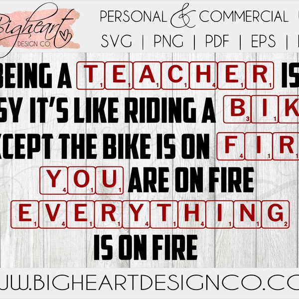 Being a Teacher is Like Riding a Bike on Fire - Etsy Australia
