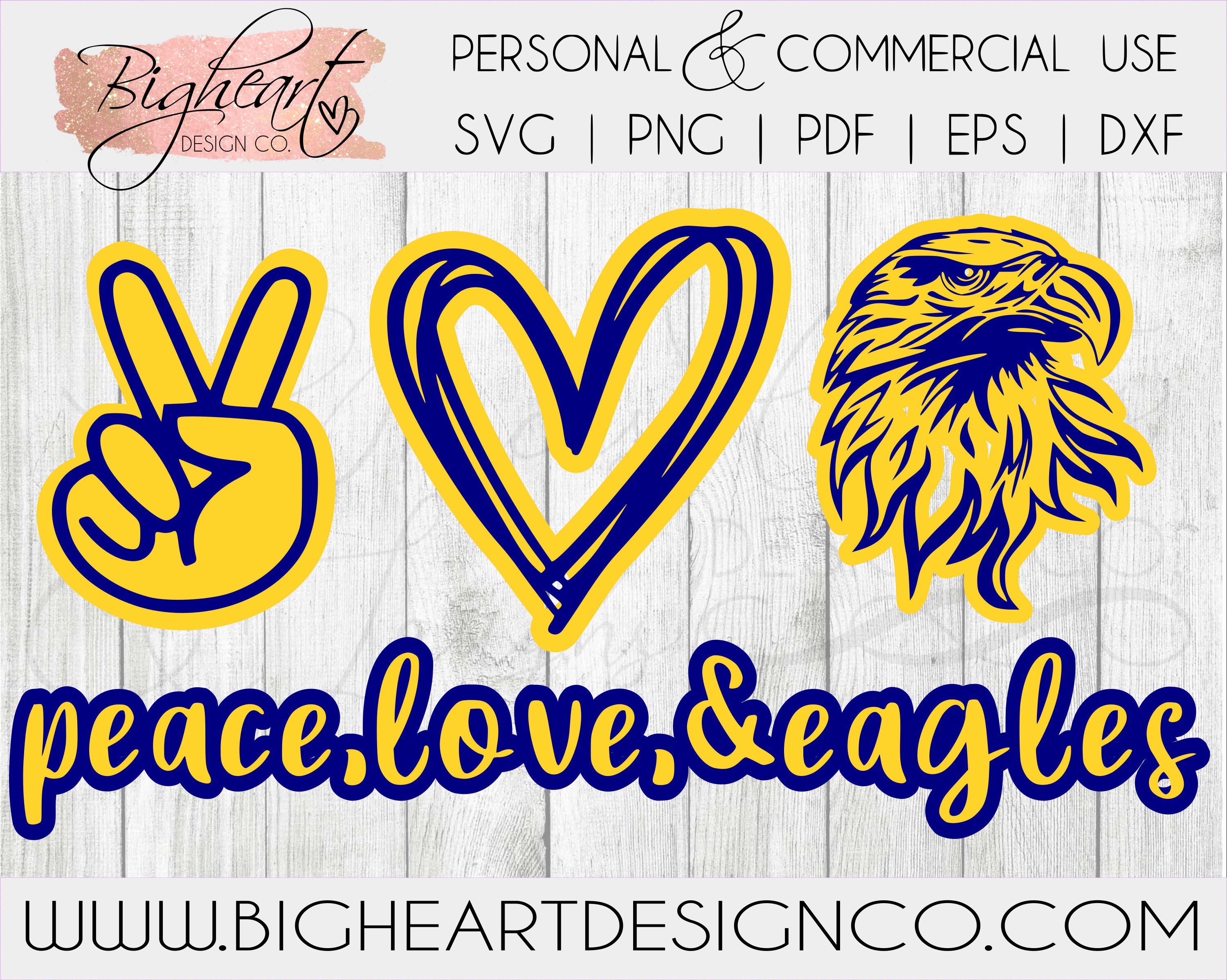 Peace Love & Eagles SVG Go Eagles SVG Eagle Pride SVG | Etsy