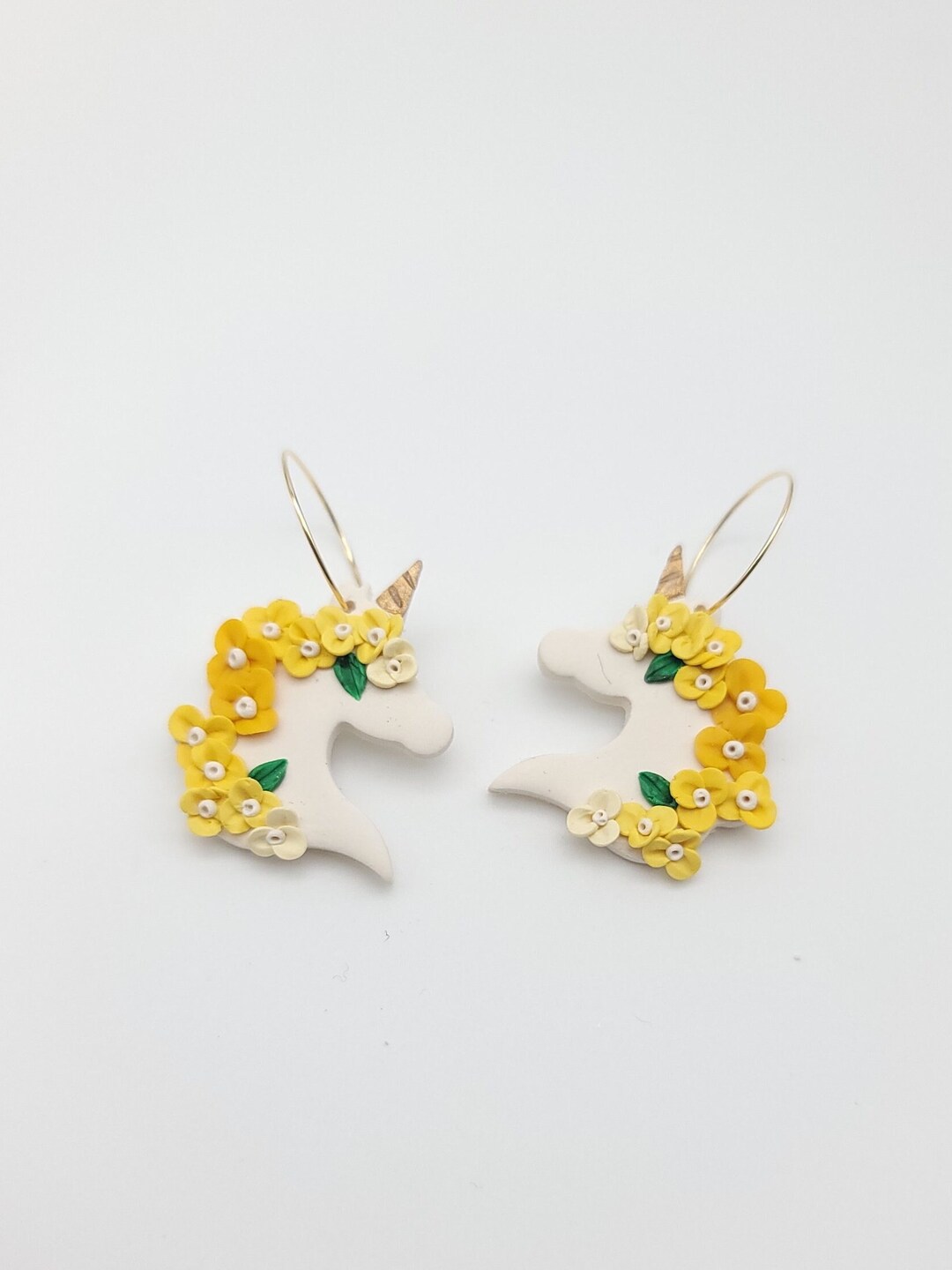Floral Rainbow Unicorn Dangle Hoop Earrings - Etsy