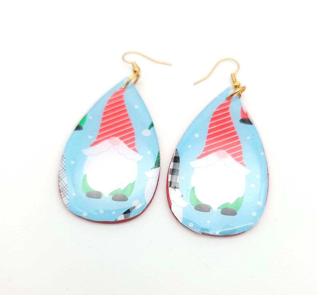 Winter Gnome Gonk Christmas Resin and Wood Earrings - Etsy