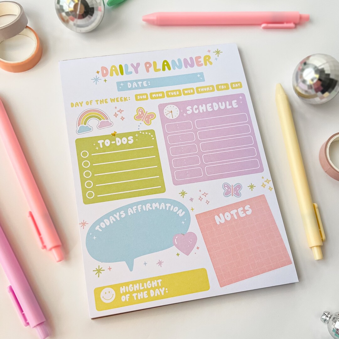 Pastel Daily Planner Notepad - Etsy
