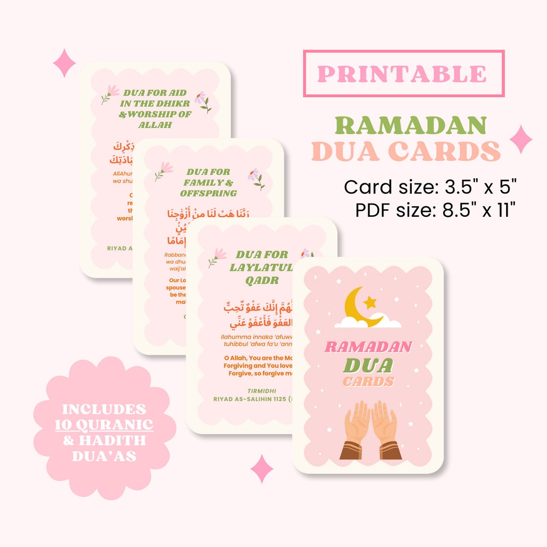 Ramadan Dua Cards Printable | Digital Download File | 10 Pack of Easy ...