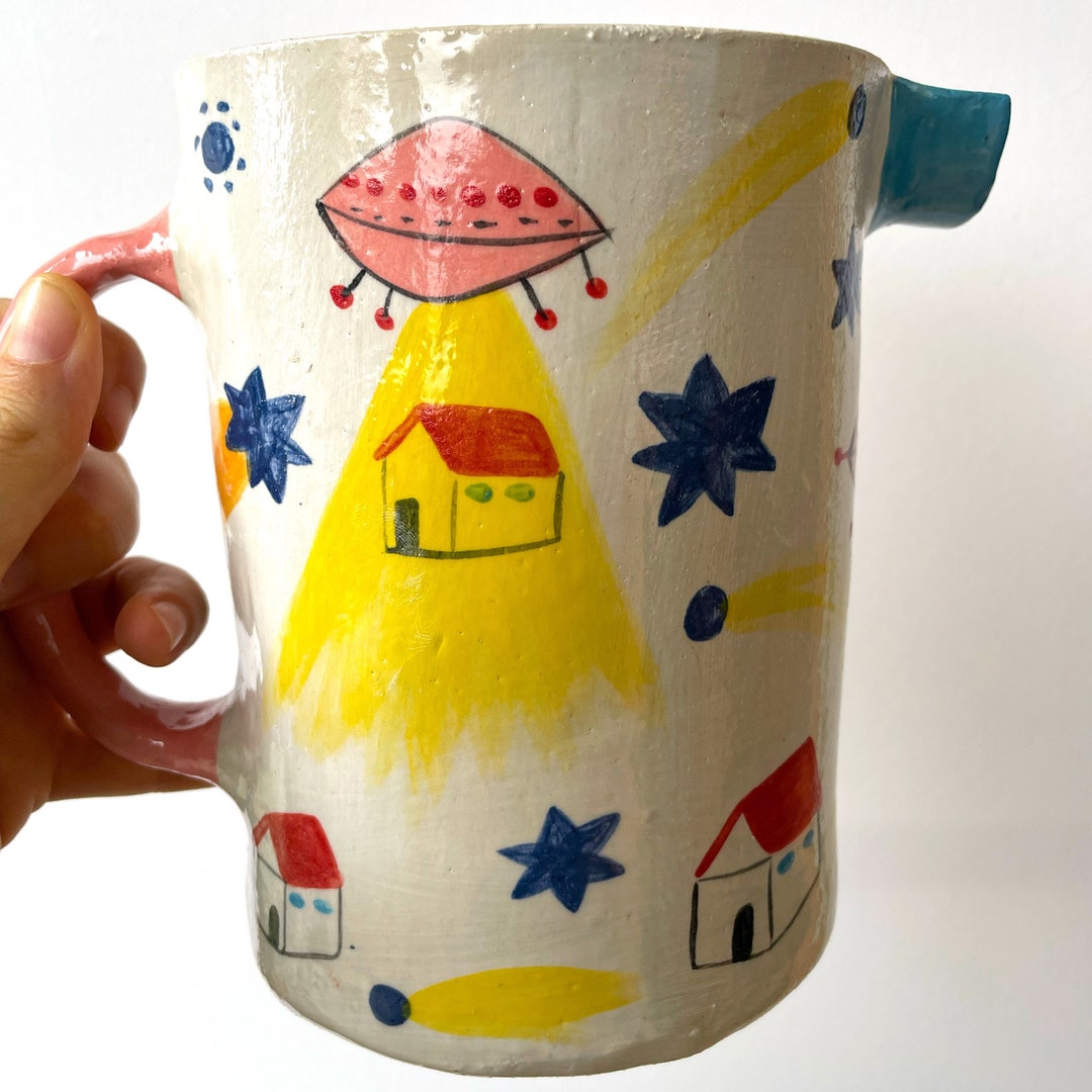 HANDMADE Ceramic Jug Stoneware Jug Decorated With Pig Handmade Pottery ...