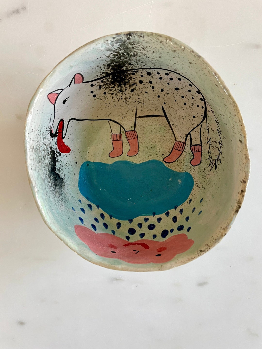 Hand-painted Ceramic Dog Bowl- Artisan Crafted With Love for Your Pet ...