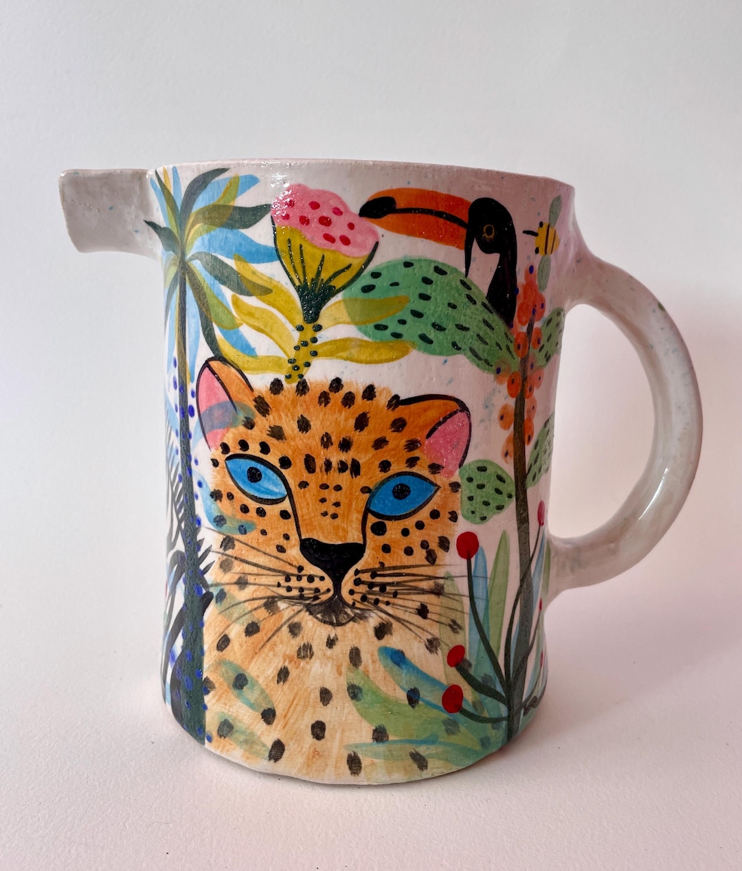 Stoneware Pitcher With Jungle Animals One of a Kind - Etsy