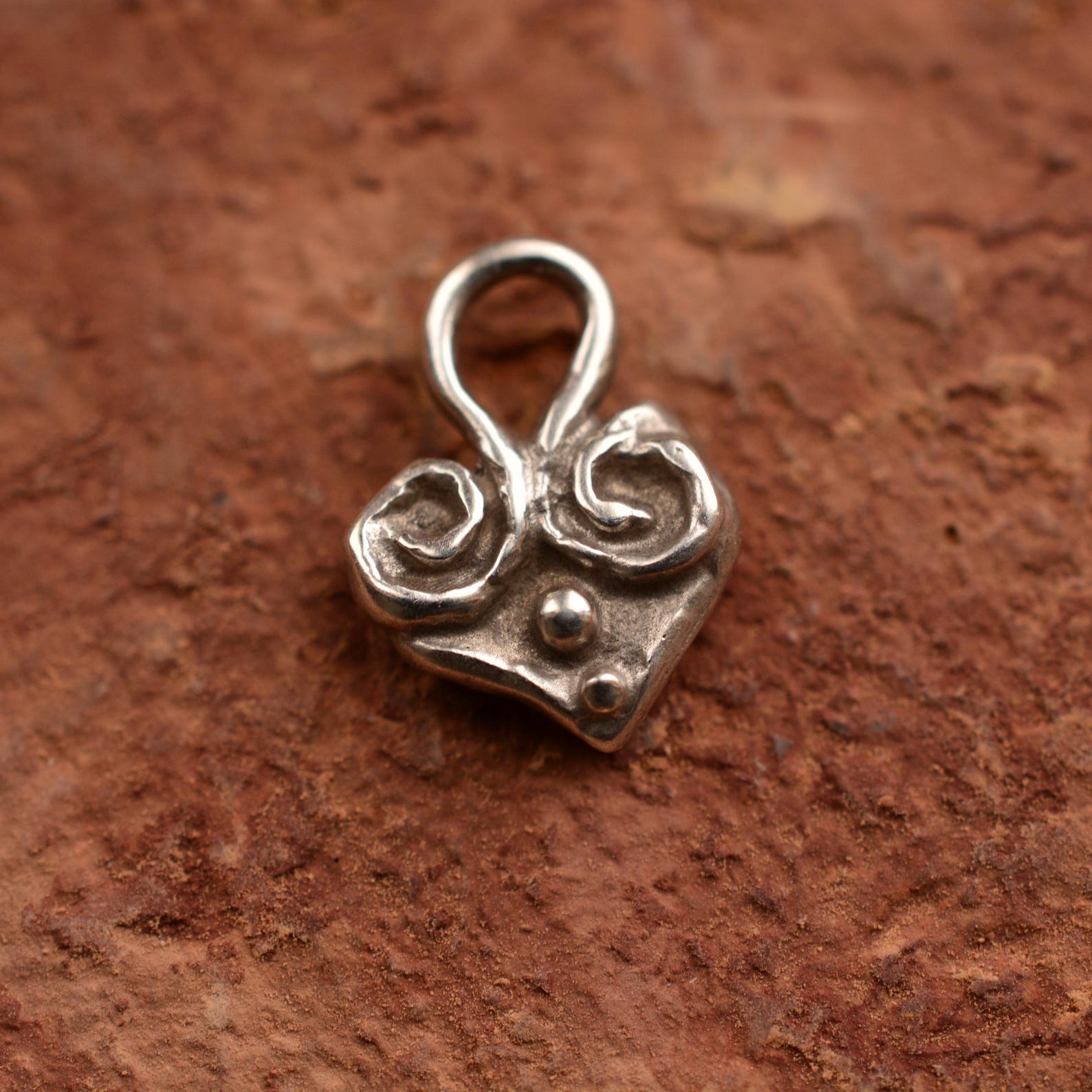 Sterling Silver Spiral Heart Pendant: Rustic Boho Talisman - Etsy