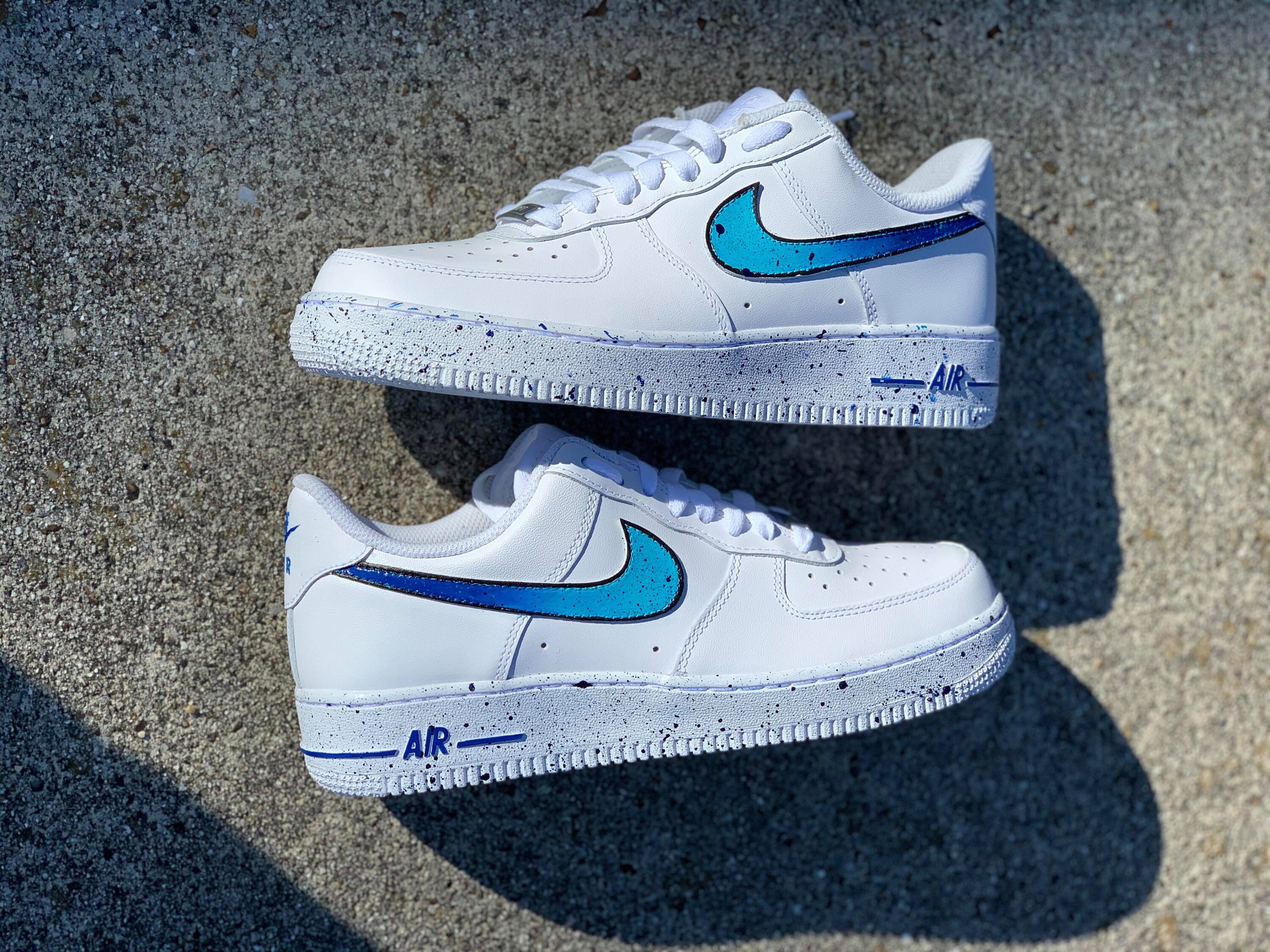 Nike Air Force 1 Custom 'Blue Splatter' Verkrijgbaar | Etsy