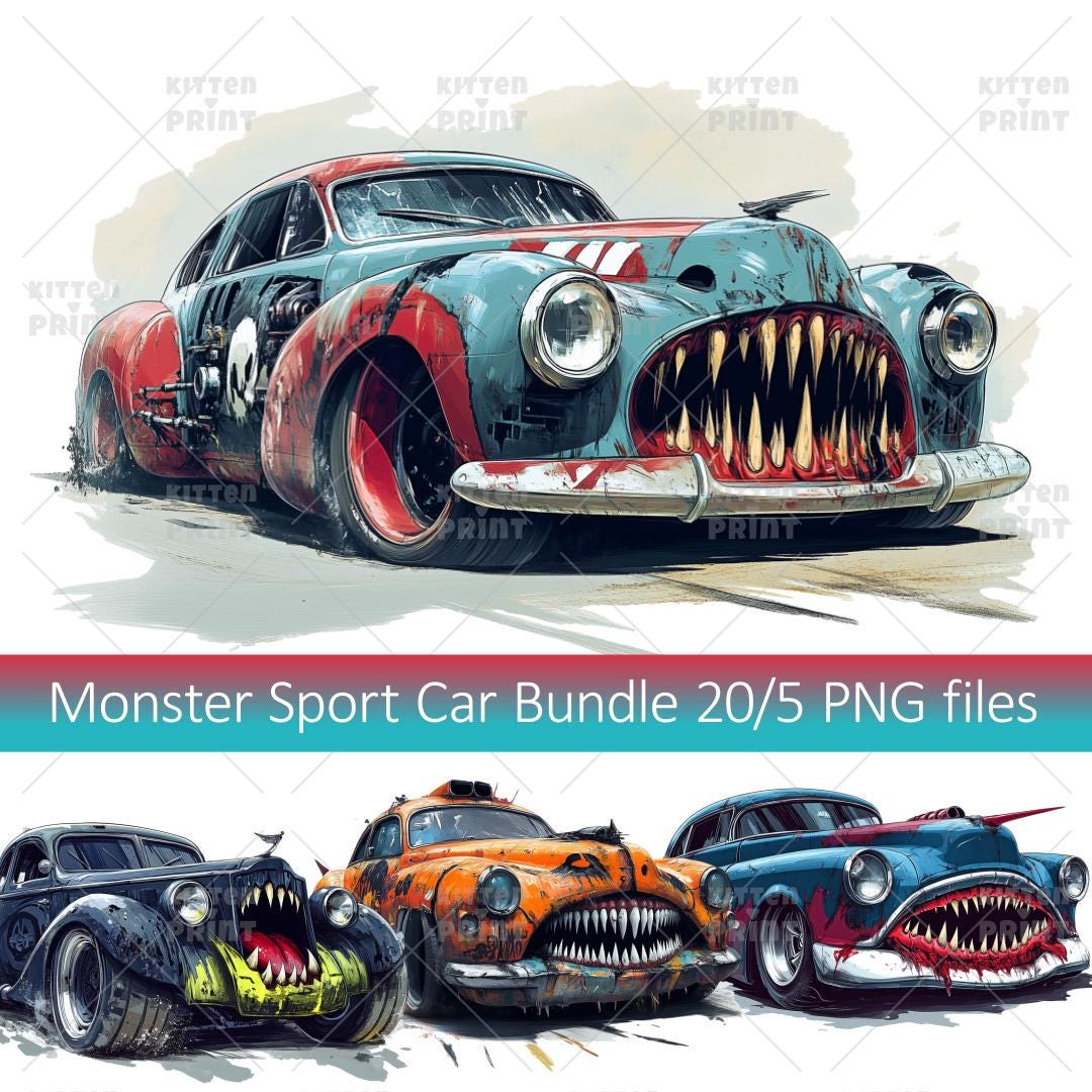 Road Horror, Mad Muscle Car, Vintage Sports Car Monster, Racing Car and ...
