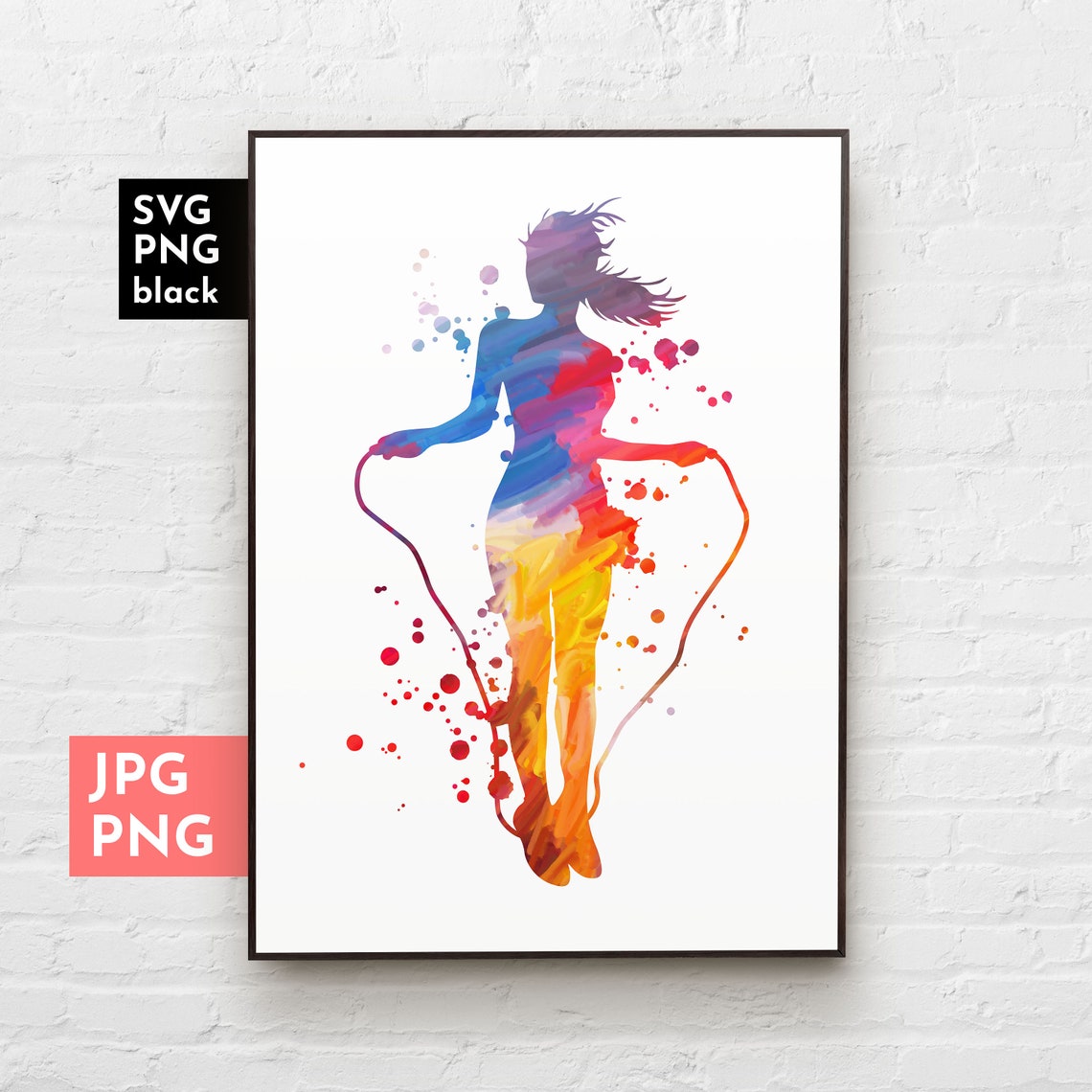 Fitness Girl PNG Jump Rope SVG Exercise Print Sports Wall - Etsy