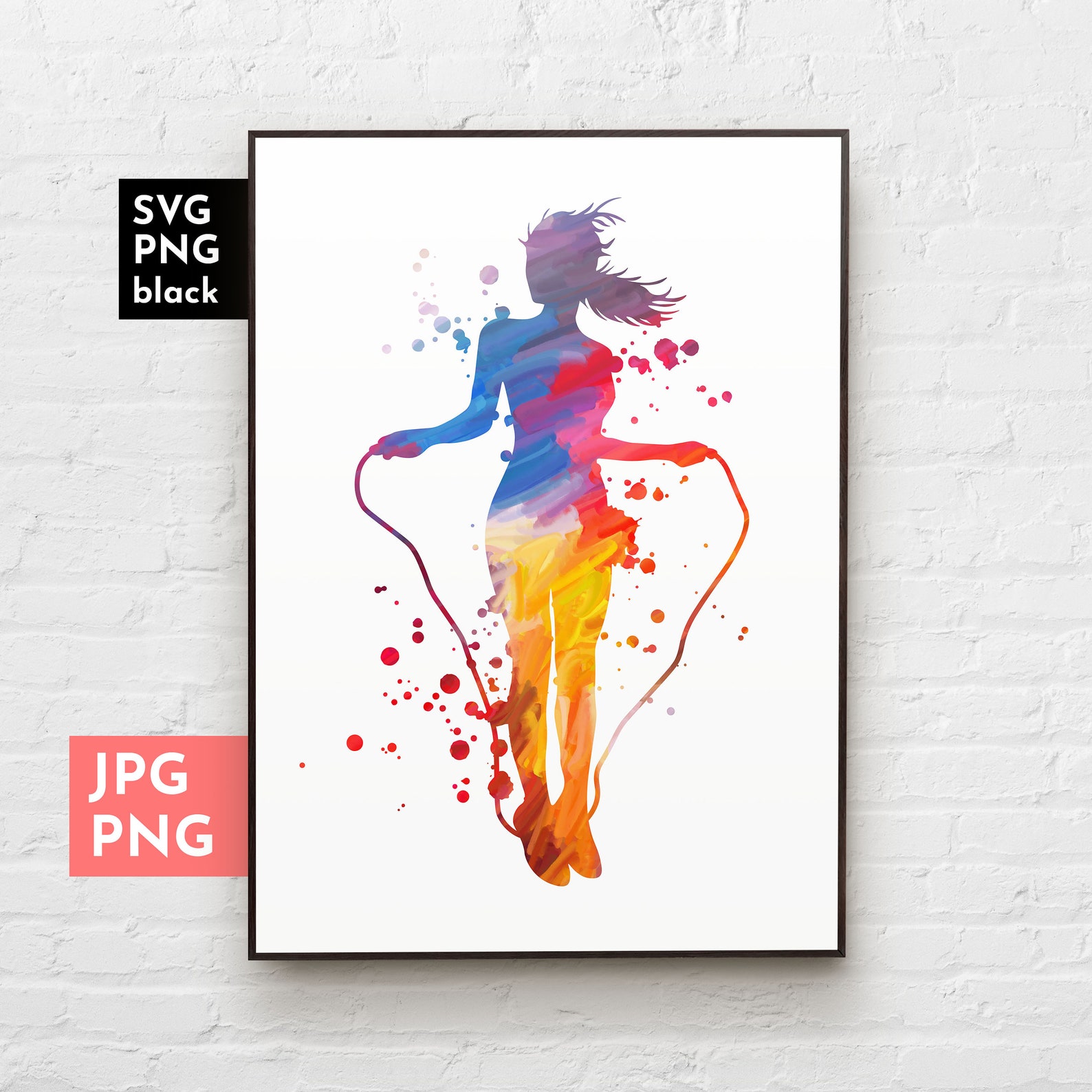 Fitness Girl PNG Jump Rope SVG Exercise Print Sports Wall - Etsy