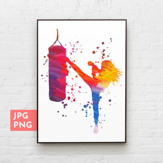 Woman Boxing Print Watercolor Sport Poster Boxing Gifts for | Etsy