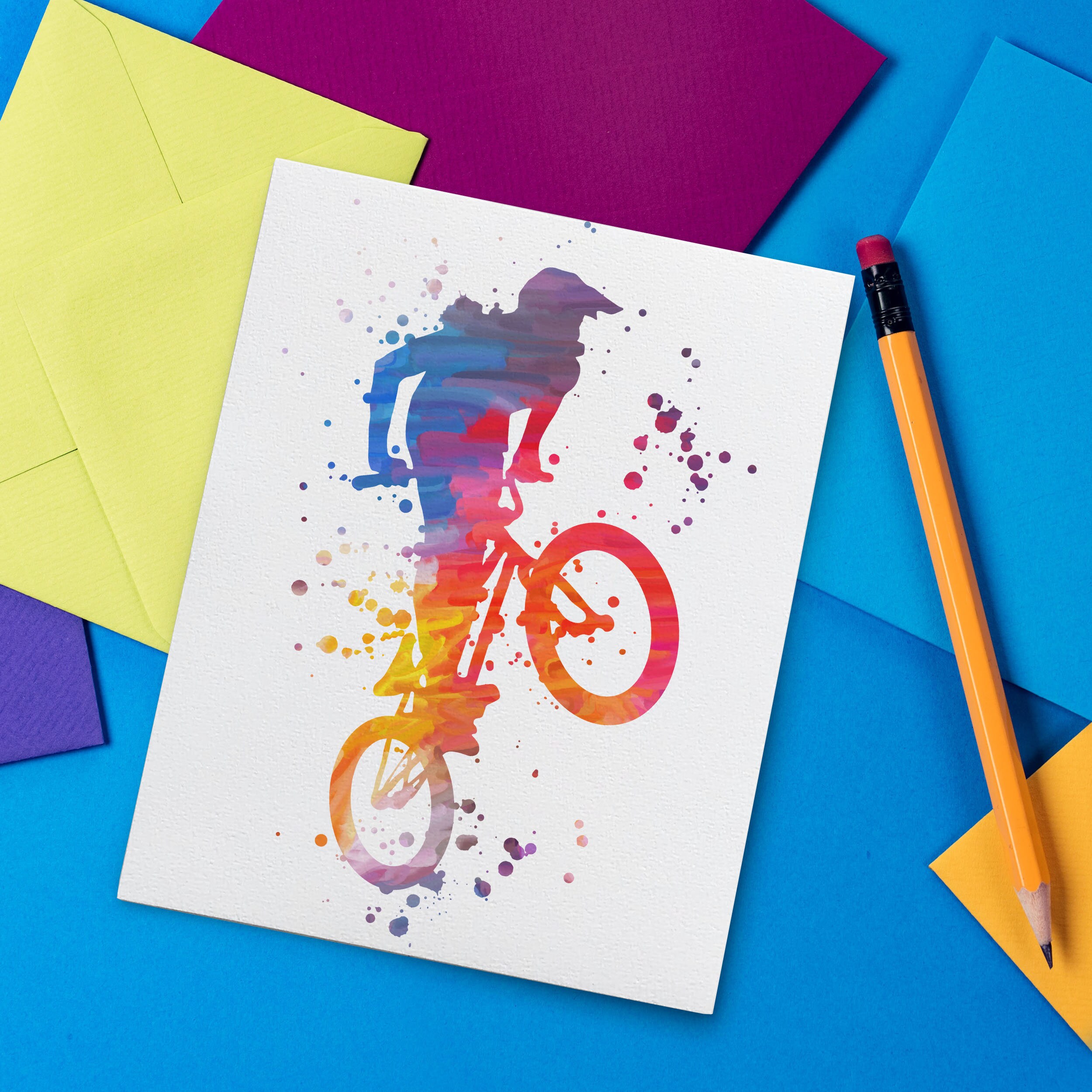 Mountain Biker Poster, Cyclist Wall Art, Sports Wall Art, Sports Decor ...