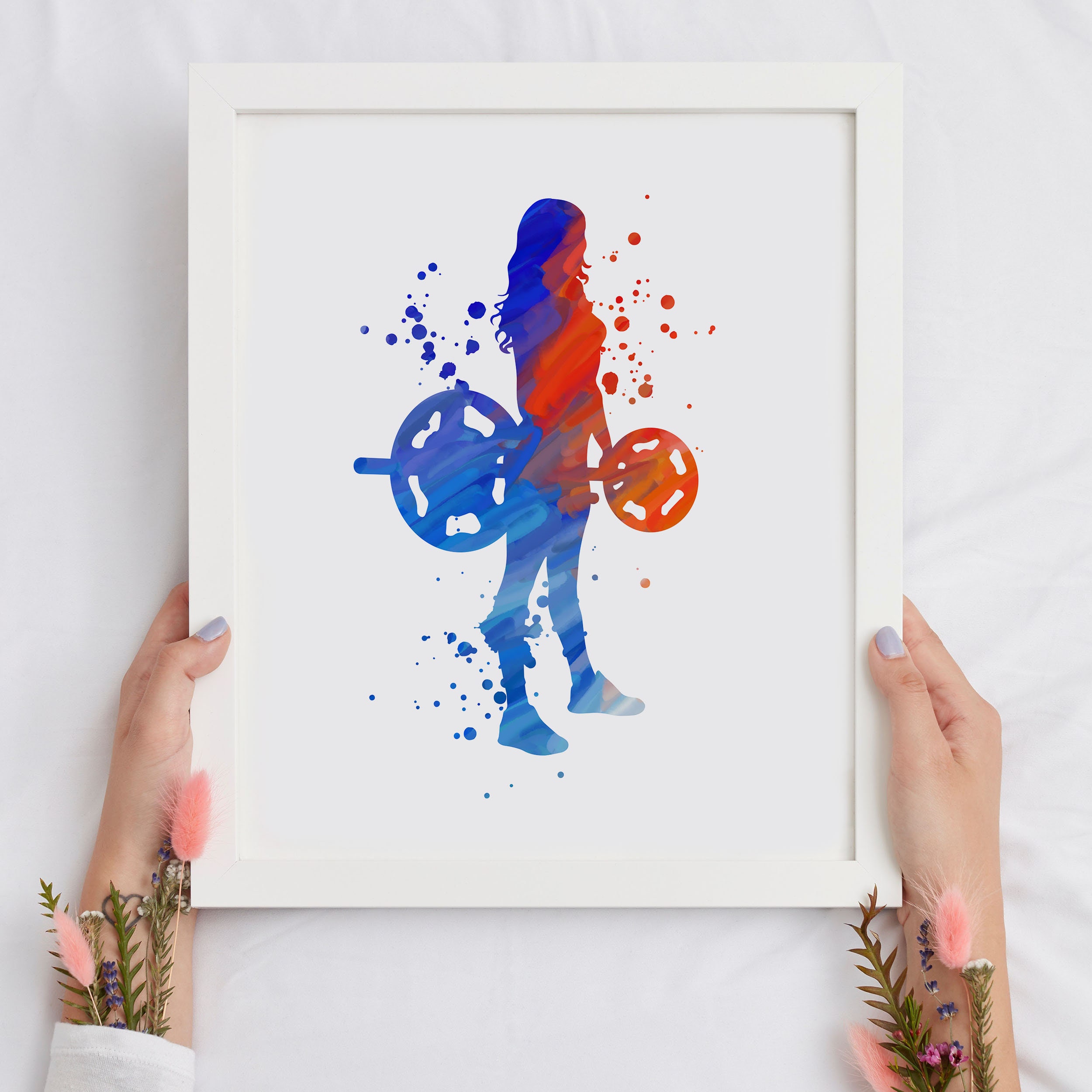 Workout Girl Print, Barbell Art, Woman Weightlifter, Powerlifting ...