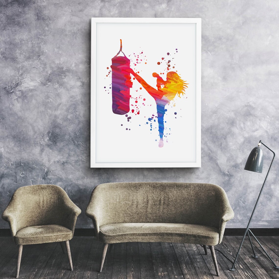 Woman Boxing Print Watercolor Sport Poster Boxing Gifts for | Etsy