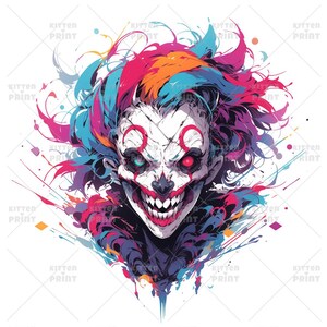 Cool Clown Portrait, 5 PNG Illustration Harlequin, Jester Horror ...
