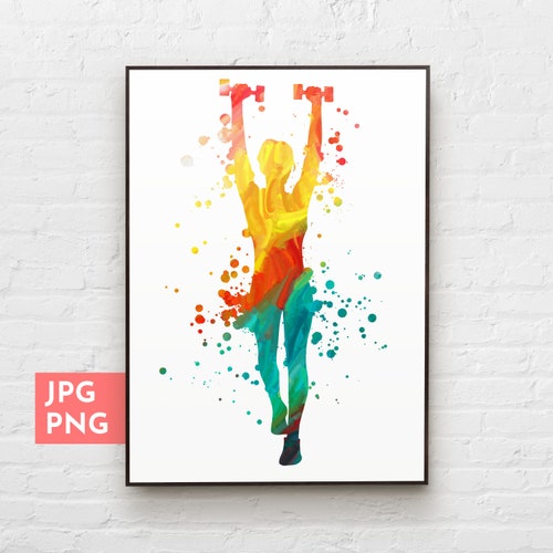 Woman Fitness Art Woman Workout Png Sport Watercolor - Etsy