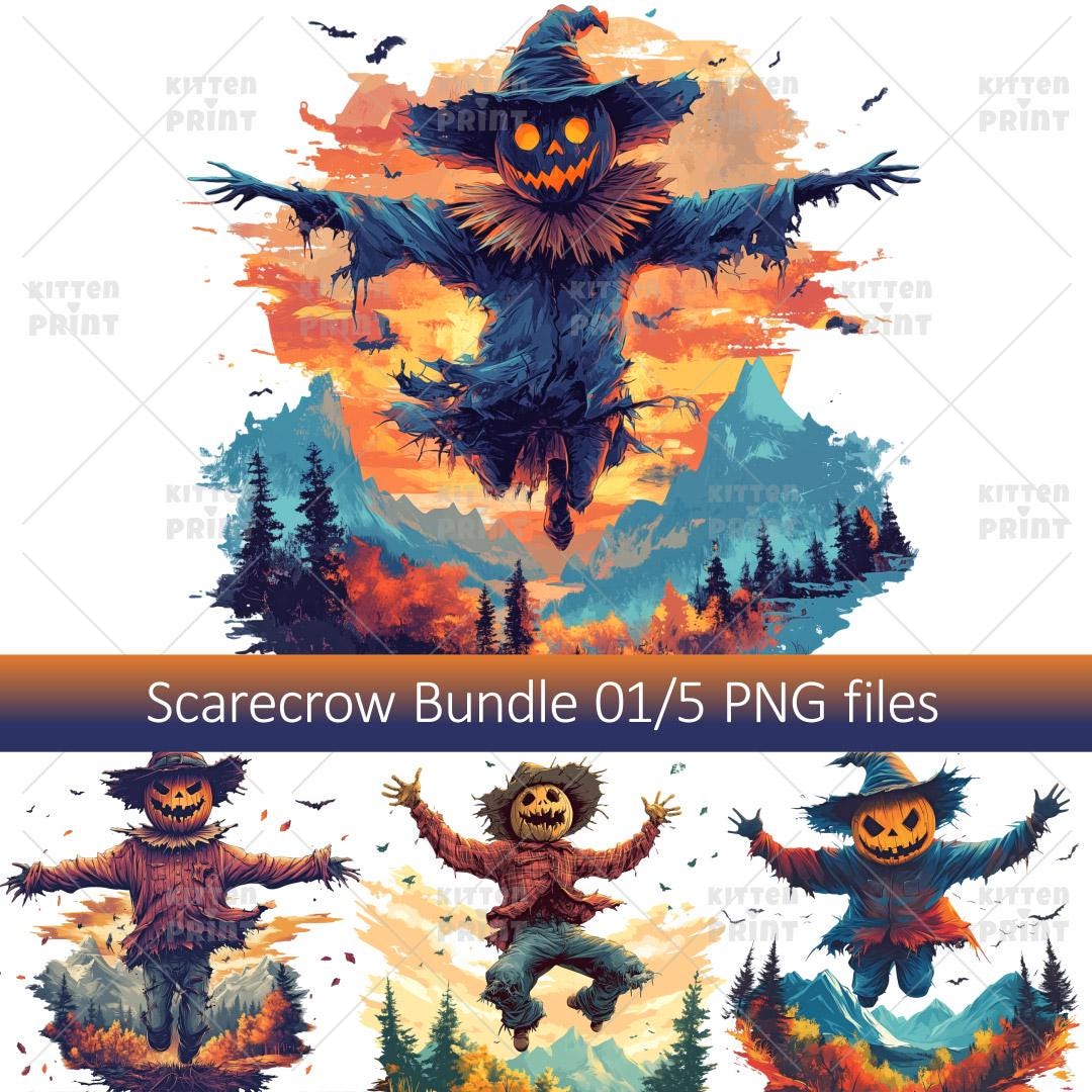 Cute Scarecrow Clipart, Crazy Pumpkin Smile, Autumn Fantasy Celebration ...