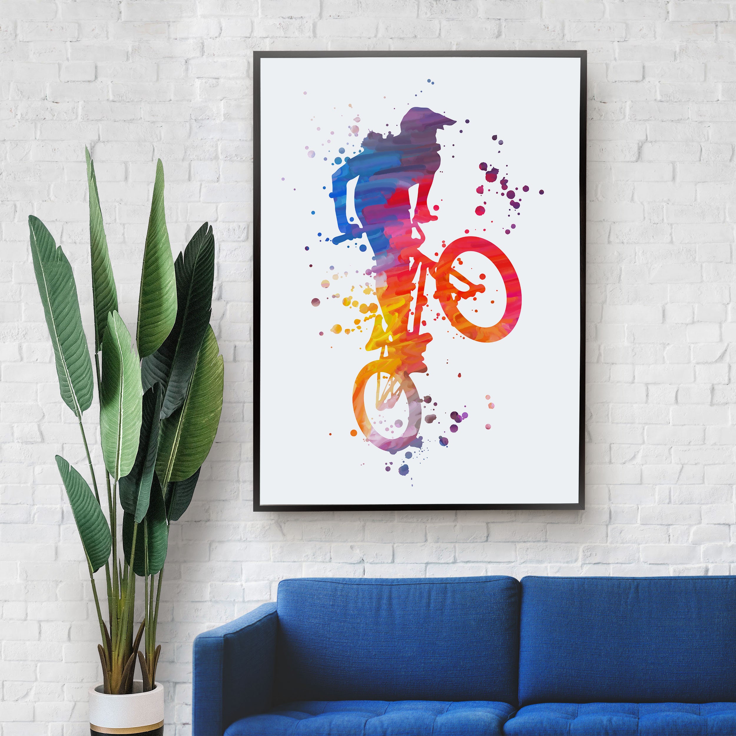 Mountain Biker Poster, Cyclist Wall Art, Sports Wall Art, Sports Decor ...