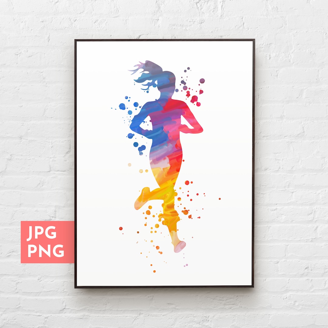 Runner Girl Wall Art, Running Decor, Runner Art Print, Marathon Runner ...