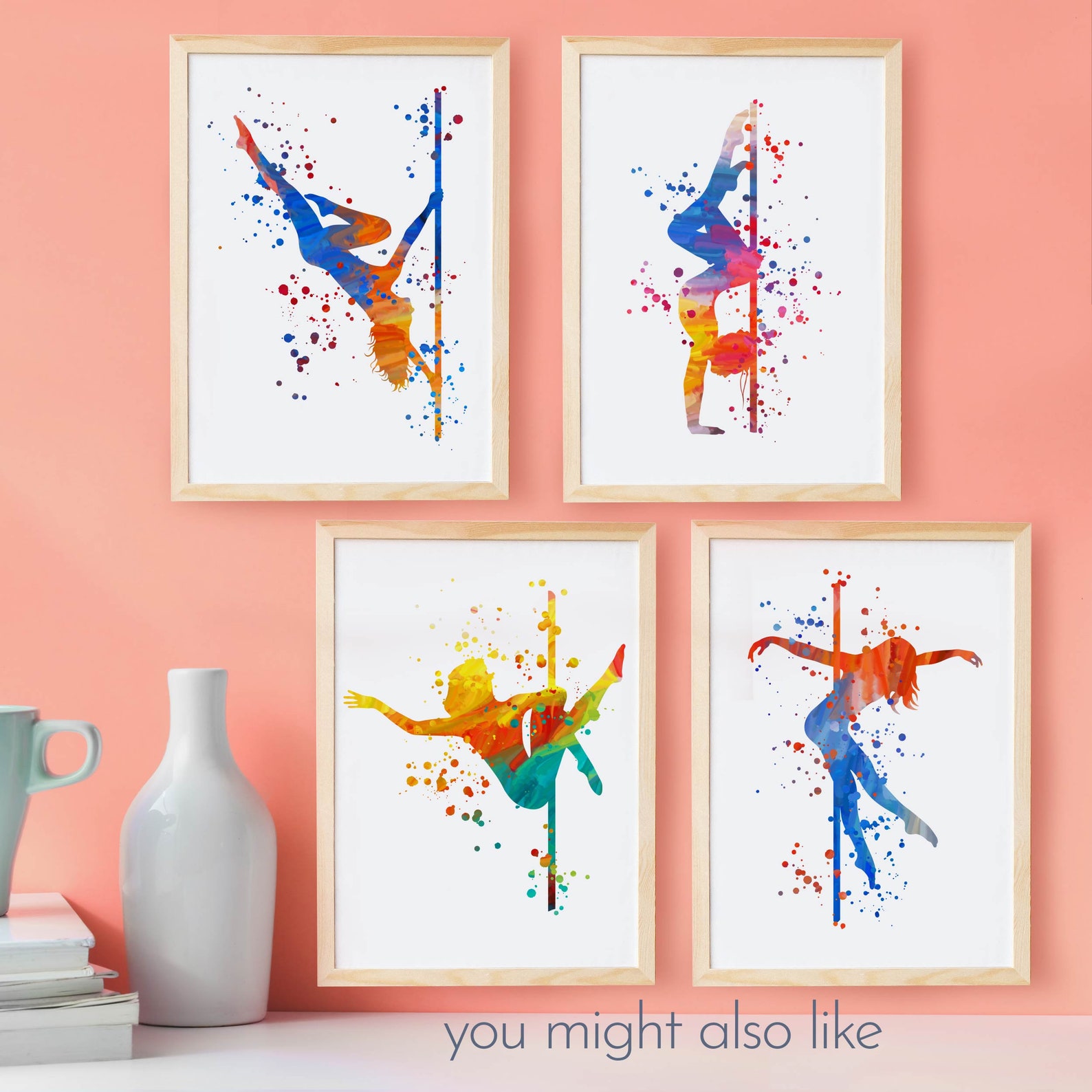 Pole woman art Watercolor pole dance girl Dancer wall print | Etsy