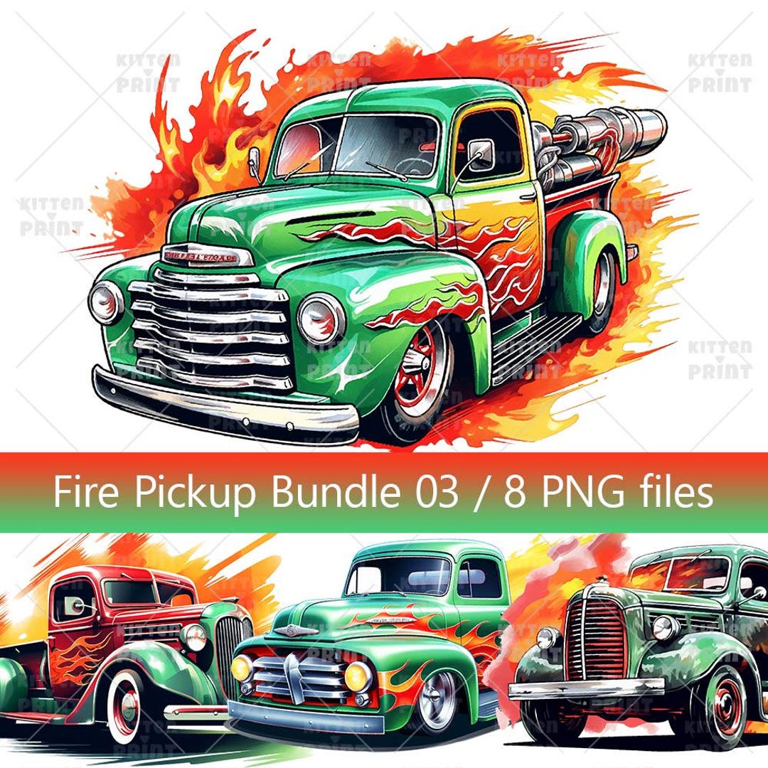 Classic Hot Rod, Street Racing and Wheels, Clipart Car in Fire, Vintage ...