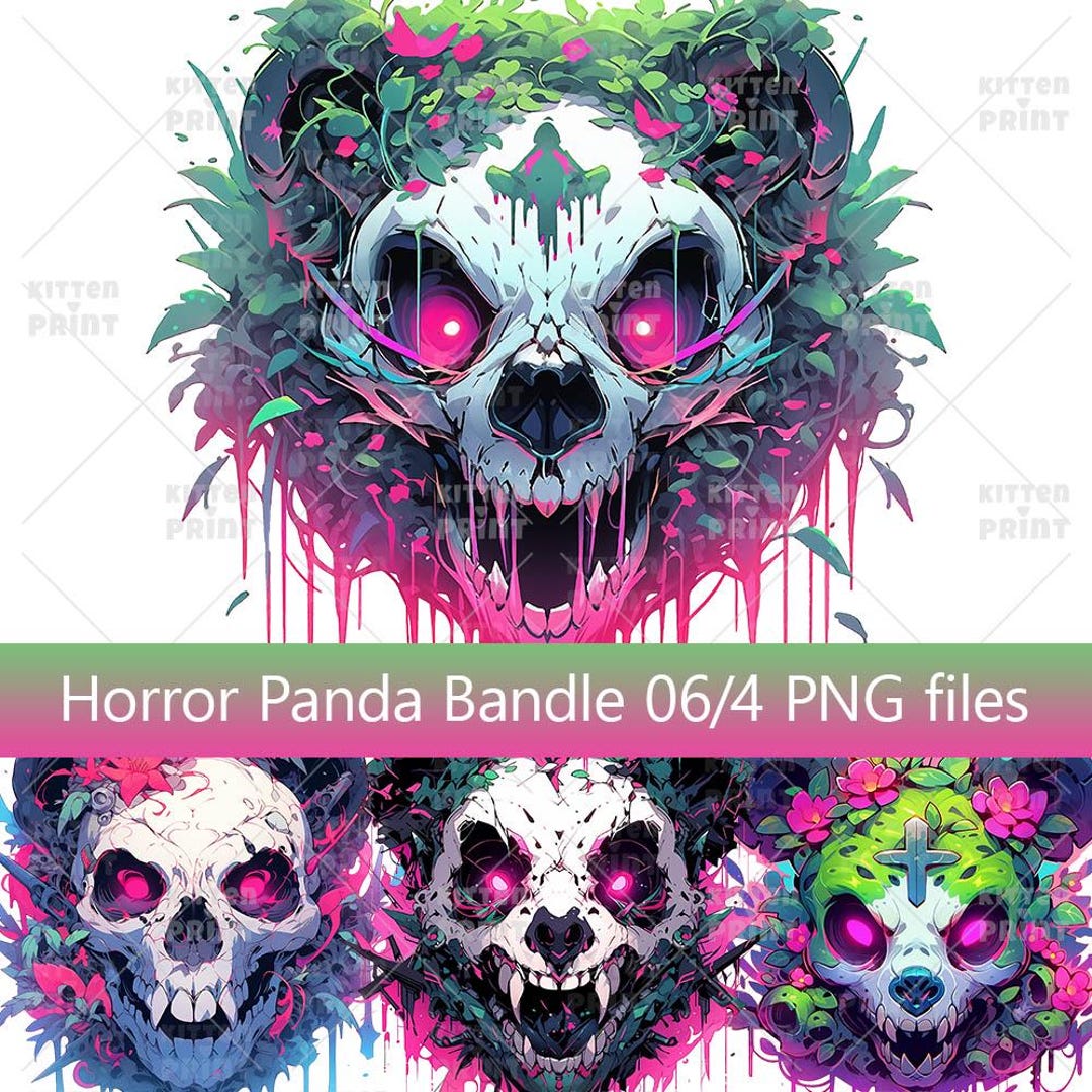 Horror Panda Clipart, Angry Panda, Wild Bamboo Bear, Crazy Black and ...