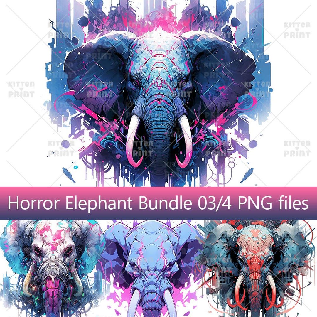 Angry African Elephant, Horror Elephant Clipart, Crazy Elephant Cyber ...
