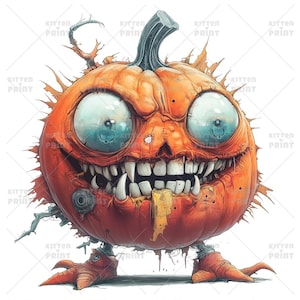 5 PNG Holiday Designs, Cartoon Pumpkin Bundle, Funny Monsters Pack ...
