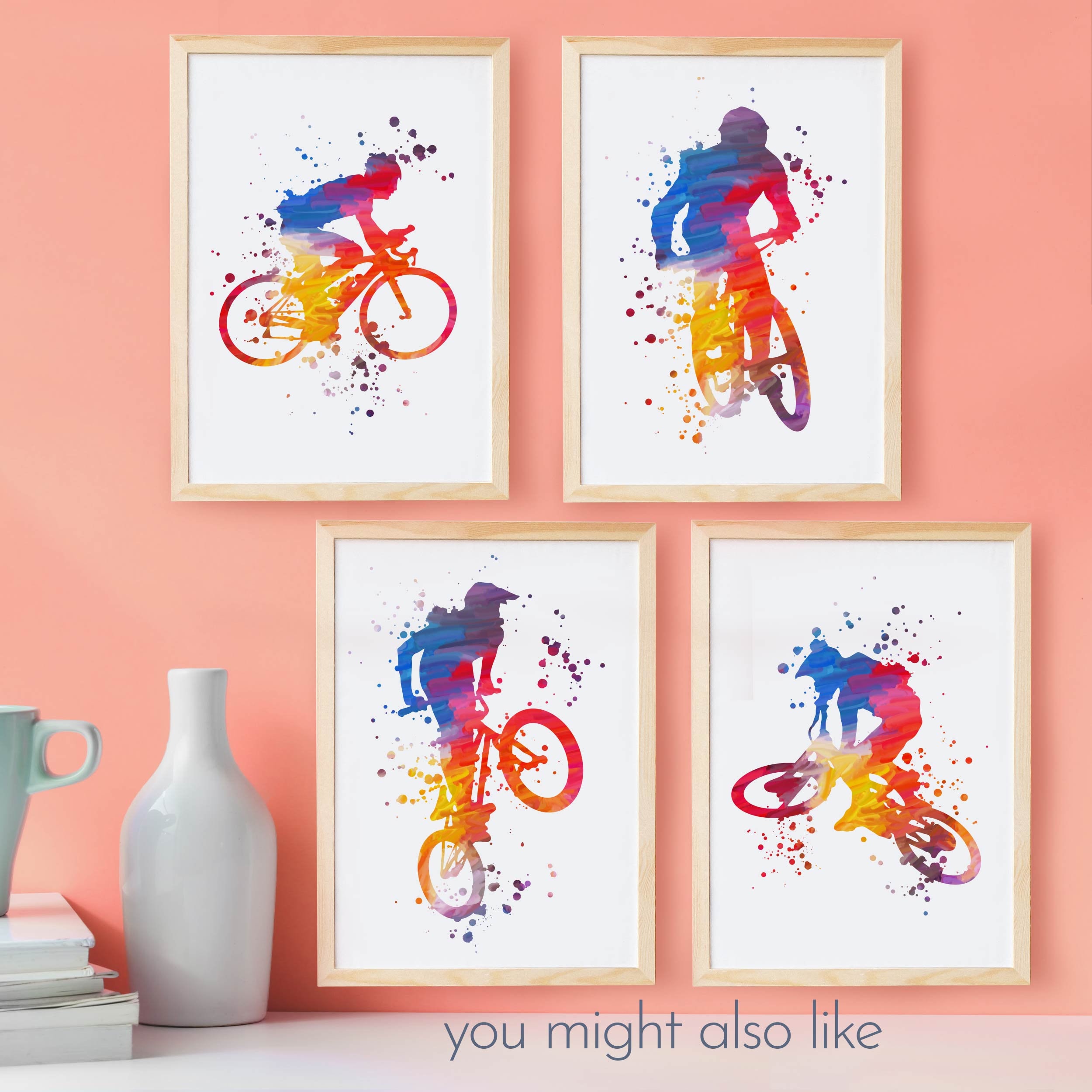 Cyclist Racing Art Cycling Print Bike Wall Decor Biker - Etsy