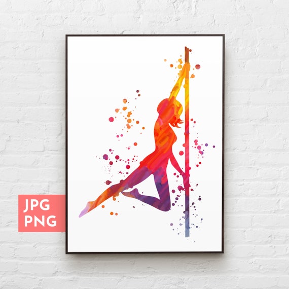 Pole Girl Art Print Dance Sport Art Pole Studio Decor Pole | Etsy