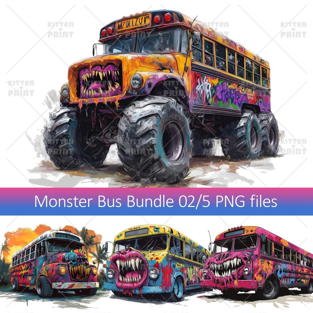 Monster Bus, Wild Road Beast, Travel Theme, Vehicle Pack, Crazy ...