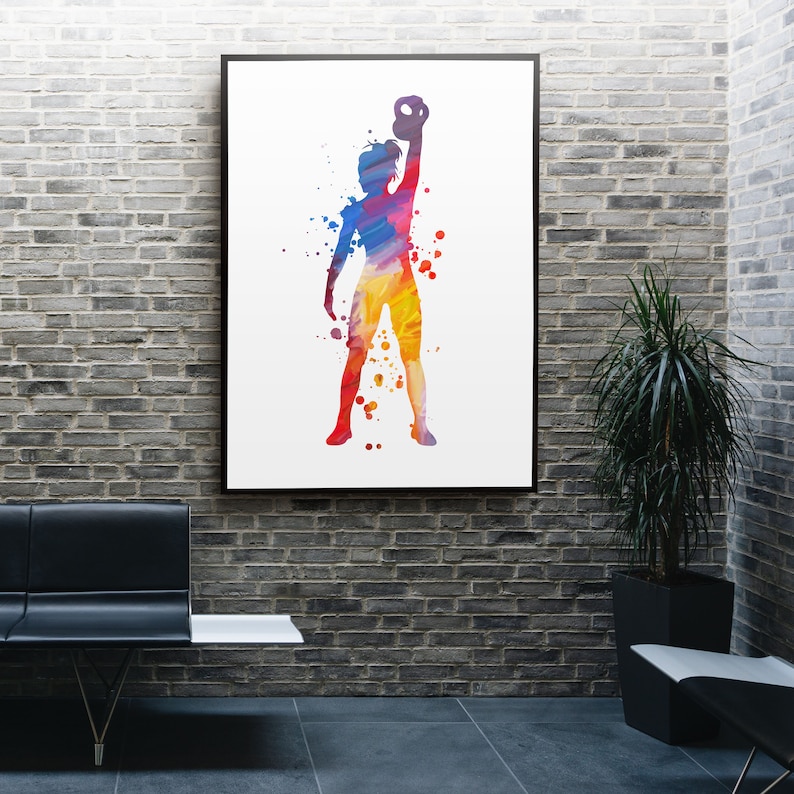 Kettlebell Art Workout Girl Print Gym Wall Art Sport Art - Etsy