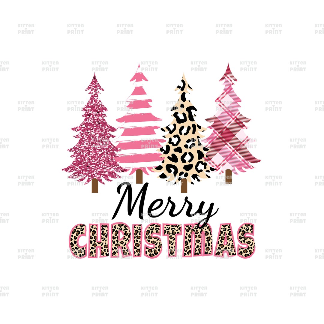 Pink Christmas PNG, Leopard Christmas Tree, Merry Christmas Trees ...