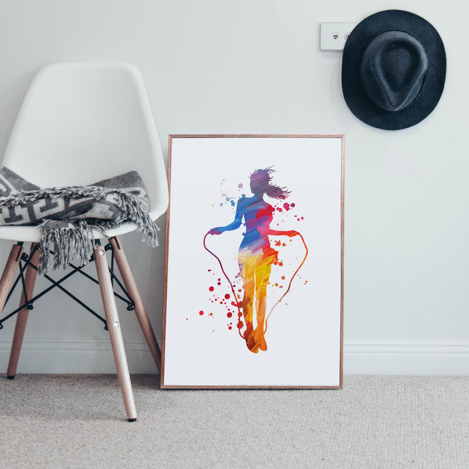 Fitness Girl PNG Jump Rope SVG Exercise Print Sports Wall - Etsy