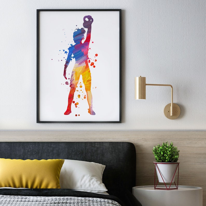 Kettlebell Art Workout Girl Print Gym Wall Art Sport Art - Etsy