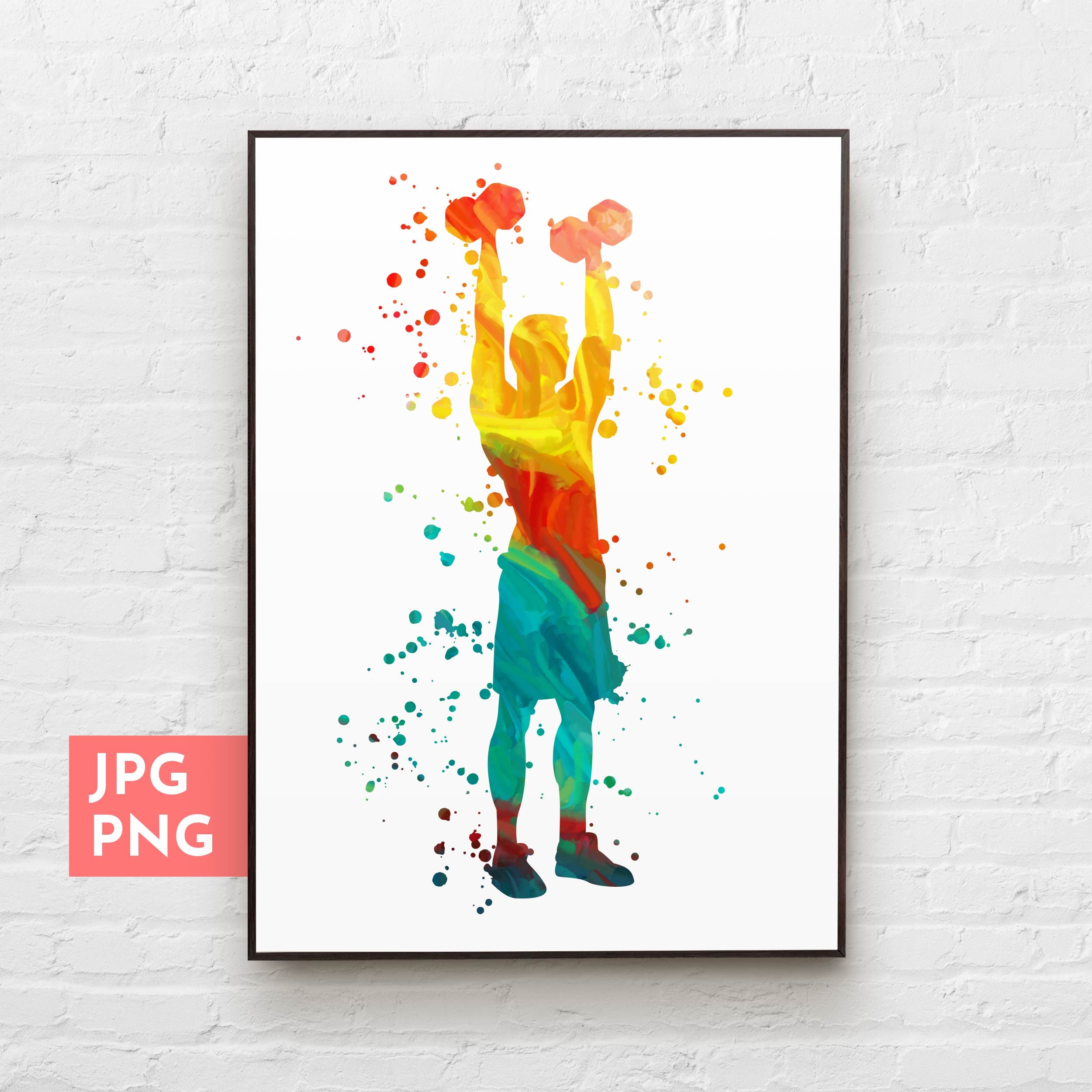 Gym Exercise Print, Athlete, Sports Wall Art, Watercolor Artwork, Home ...