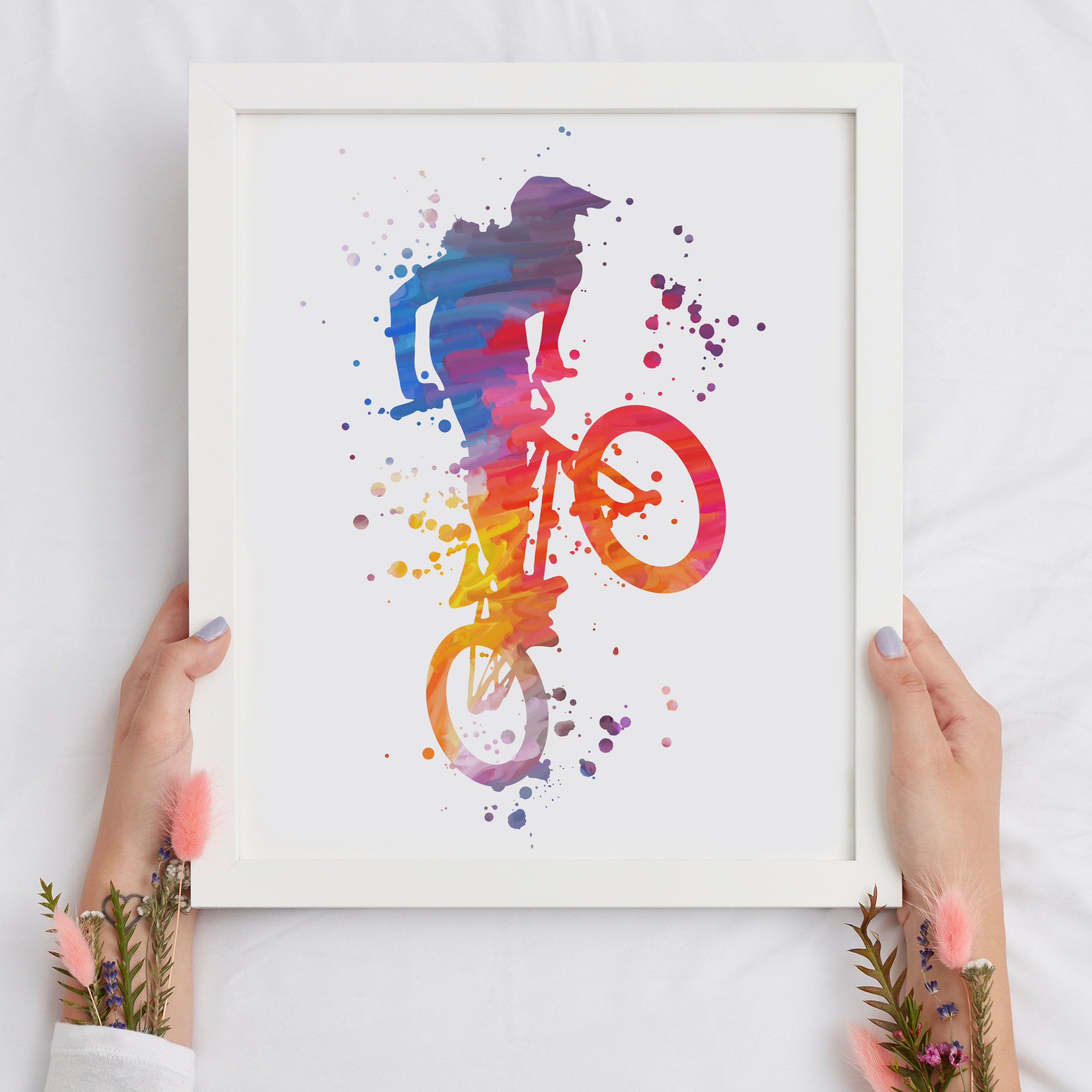 Mountain Biker Poster, Cyclist Wall Art, Sports Wall Art, Sports Decor ...
