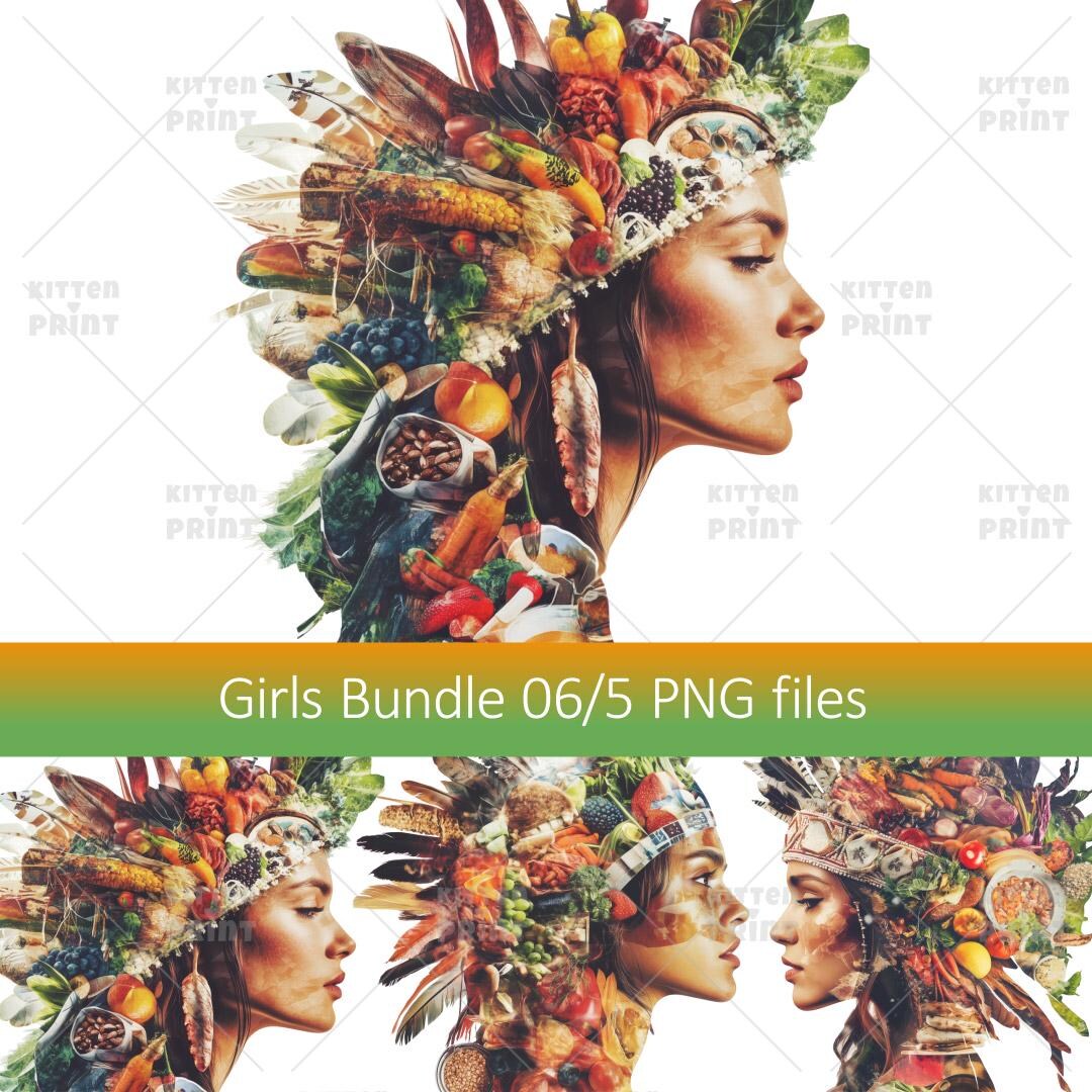 Girl Still Life, 5 PNG Bundle Women, Fantasy Fruit Princess, Vegetable ...