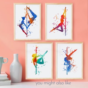 Pole Girl Art Print, Dance Sport Art, Pole Studio Decor, Pole Dance ...