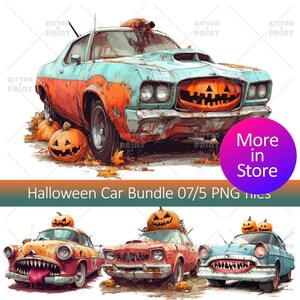 Monster Cars Clipart, Cartoon Yellow Cab, Halloween Urban Transport and ...