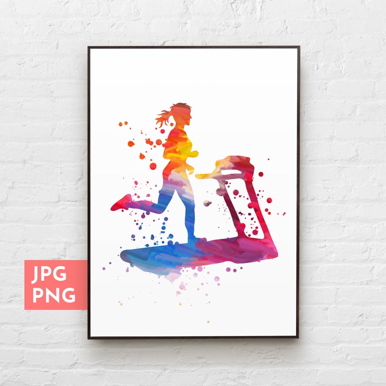 Treadmill Woman Exercise Print Fitness Gifts for Women Home - Etsy